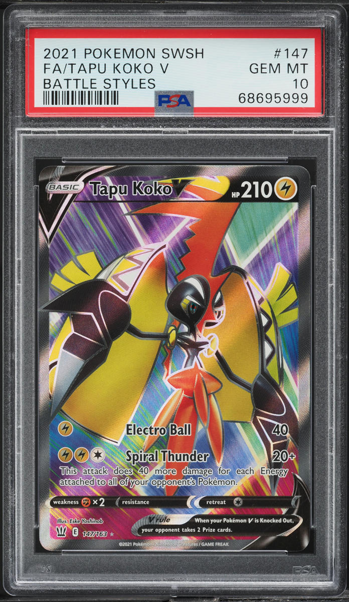 2021 Pokemon SWSH Battle Styles Full Art Tapu Koko V #147 PSA 10 GEM ...