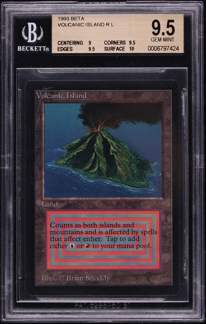 1993 Magic The Gathering MTG Beta Dual Land Volcanic Island BGS 9.5 GEM ...