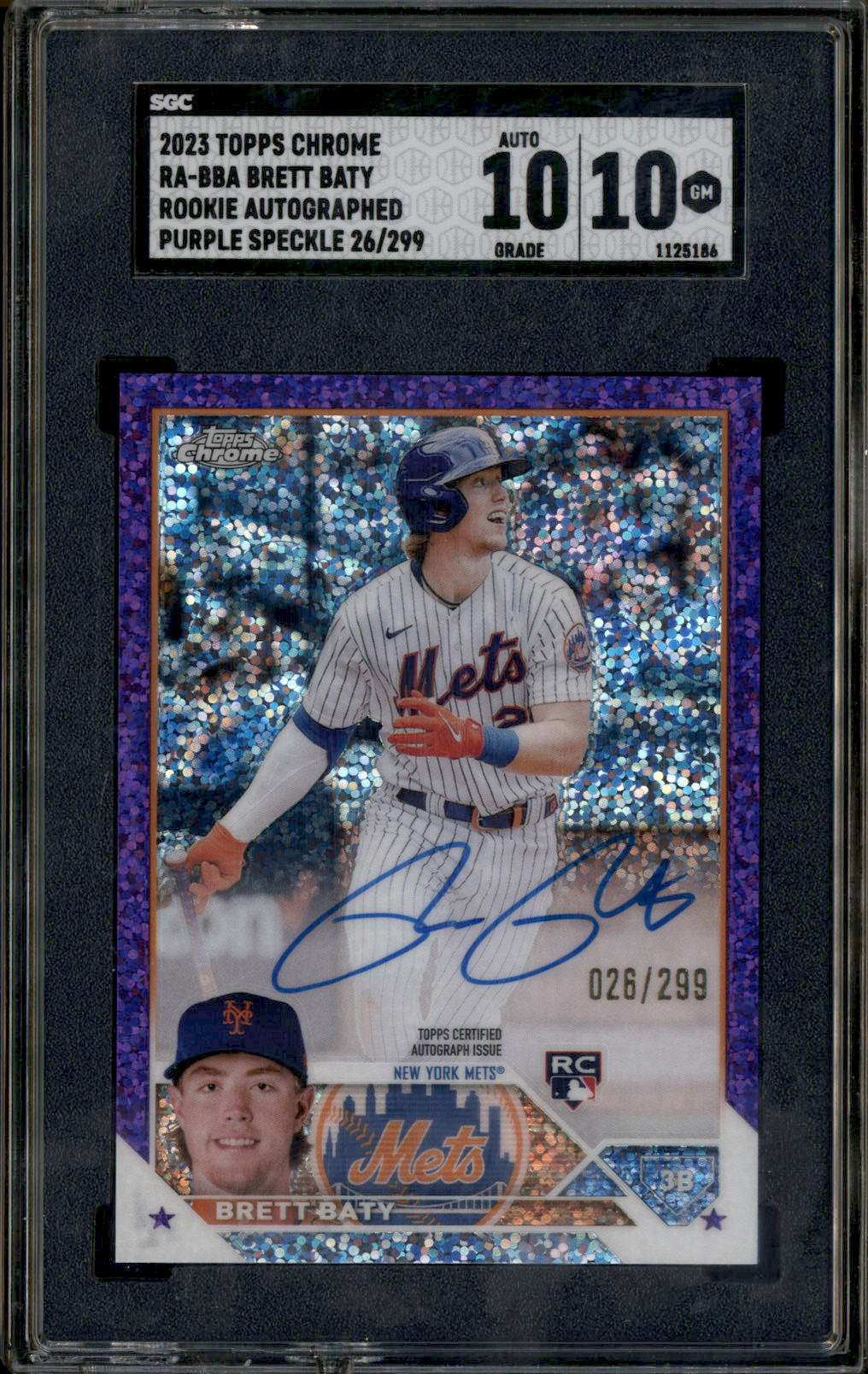 2023 Topps Chrome Rookie Autograph Purple Speckle Brett Baty RC Auto ...