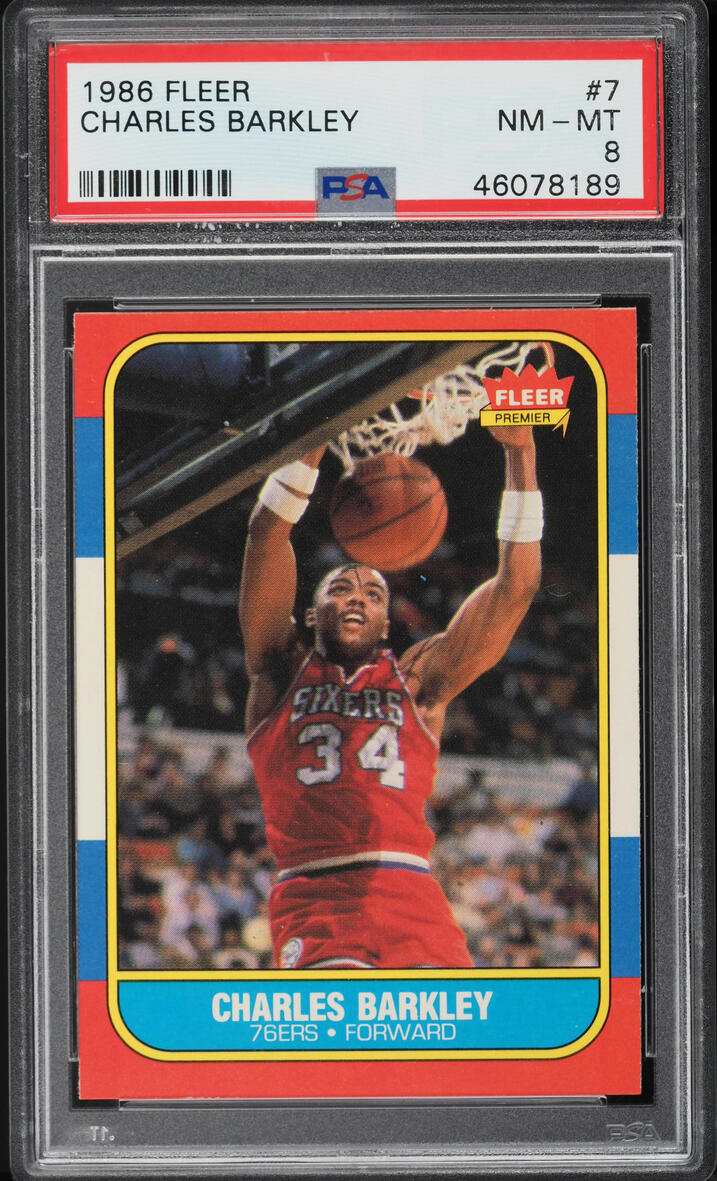 1986 Fleer Basketball Charles Barkley ROOKIE #7 PSA 8 NM-MT on Fanatics ...