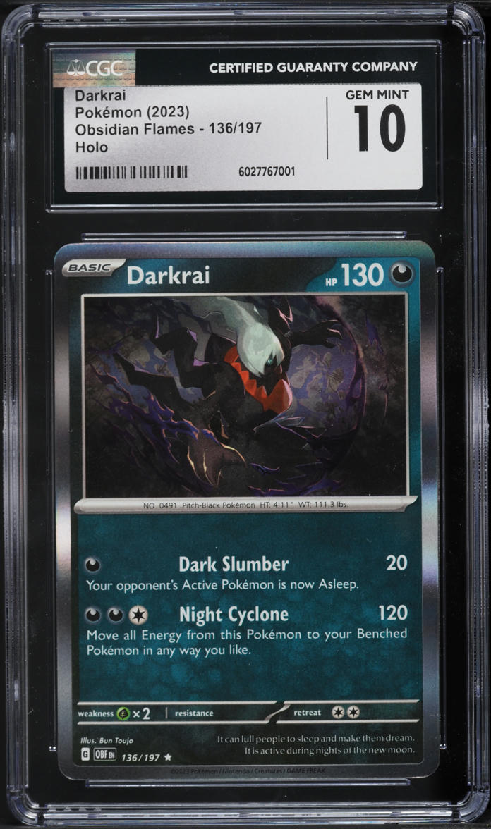 2023 Pokemon Scarlet & Violet Obsidian Flames Holo Darkrai #136 CGC 10 GEM MINT on Fanatics Collect