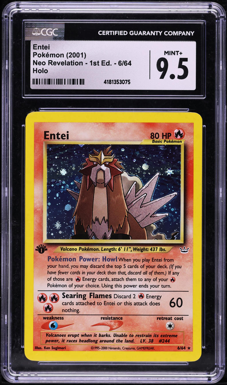 2001 Pokemon Neo Revelation 1st Edition Holo Entei #6 CGC 9.5 MINT+ on Fanatics Collect