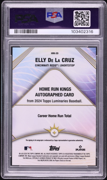 2024 Topps Luminaries Home Run Kings Elly De La Cruz ROOKIE AUTO DNA 10 ...