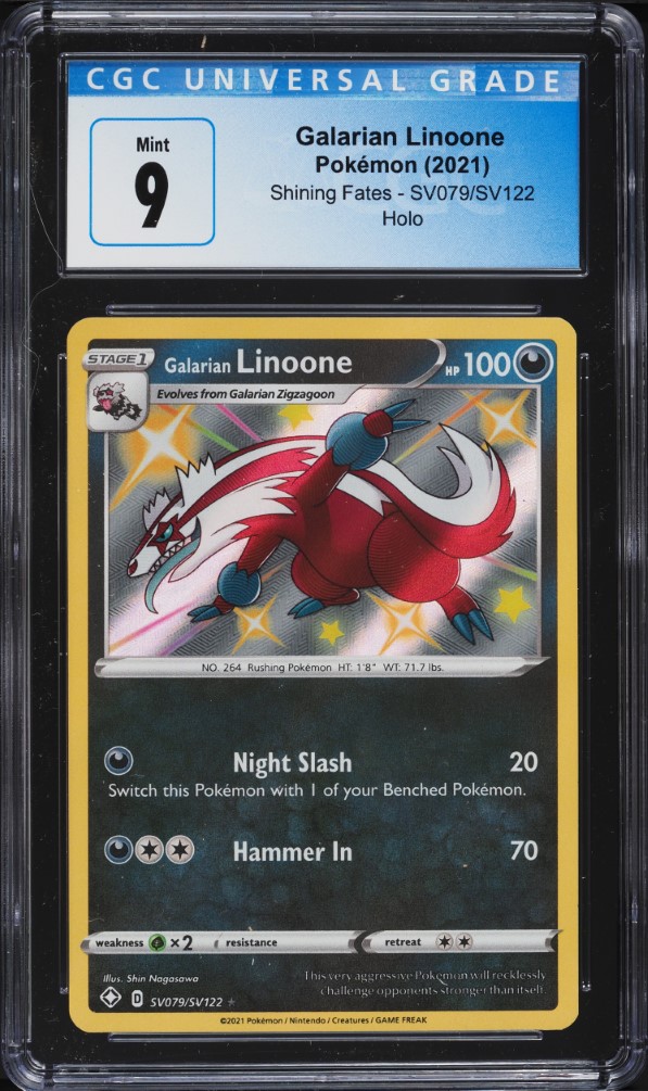 2020 Pokemon Sword & Shield Shining Fates Shiny Galarian Linoone CGC 9 ...