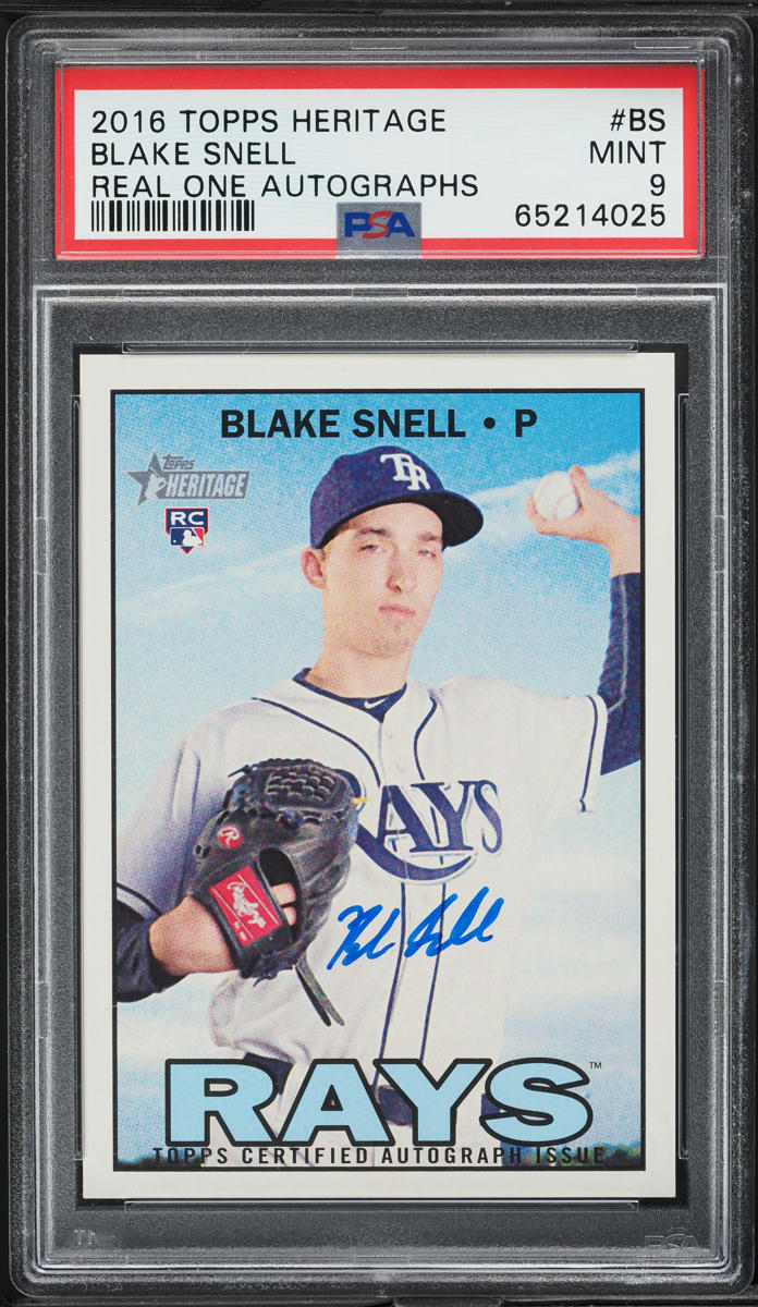 2016 Topps Heritage Real One Blake Snell ROOKIE AUTO #BS PSA 9 MINT on ...