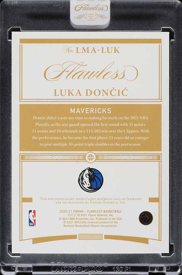 2020 Panini Flawless Game-Used Luka Doncic LOGOMAN PATCH AUTO 1/1 #LMA ...
