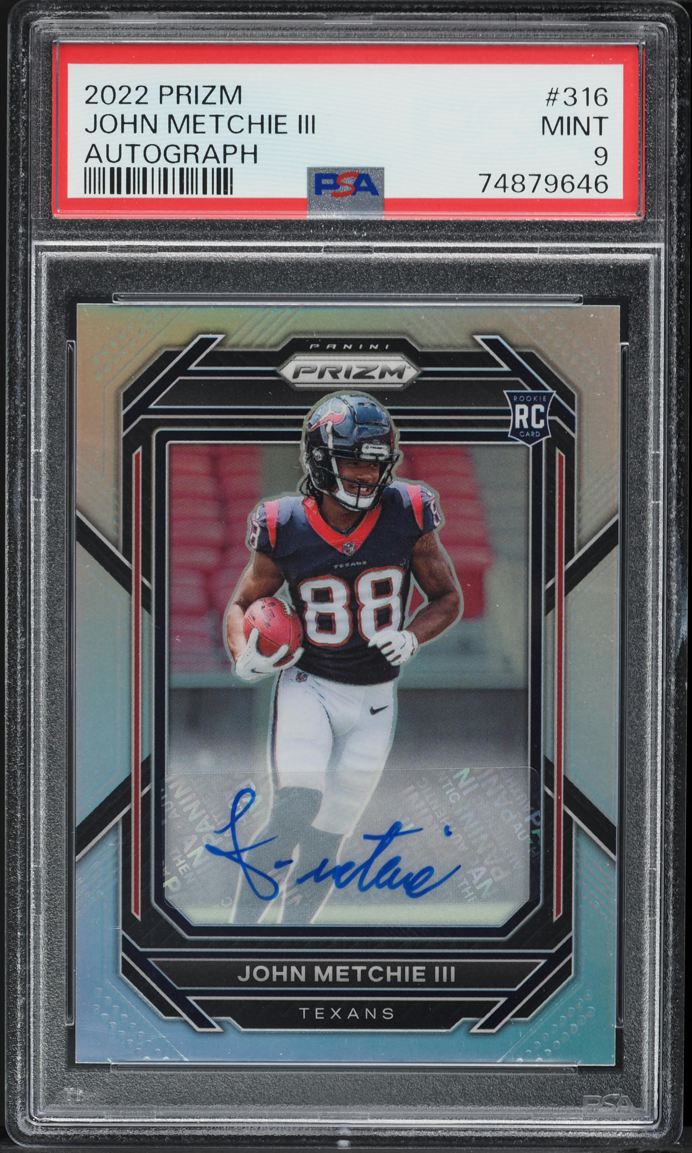 2022 Panini Prizm Silver John Metchie III ROOKIE AUTO #316 PSA 9 MINT on Fanatics Collect
