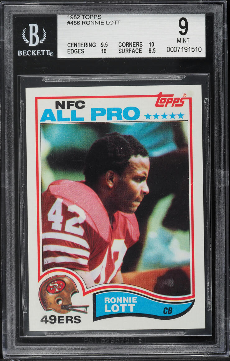 1982 Topps Football Ronnie Lott ROOKIE, ALL-PRO #486 BGS 9 MINT on ...
