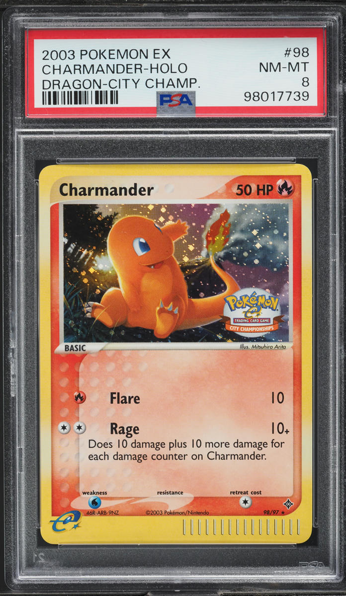 2003 Pokemon EX Dragon City Championships Holo Charmander #98 PSA 8 NM ...