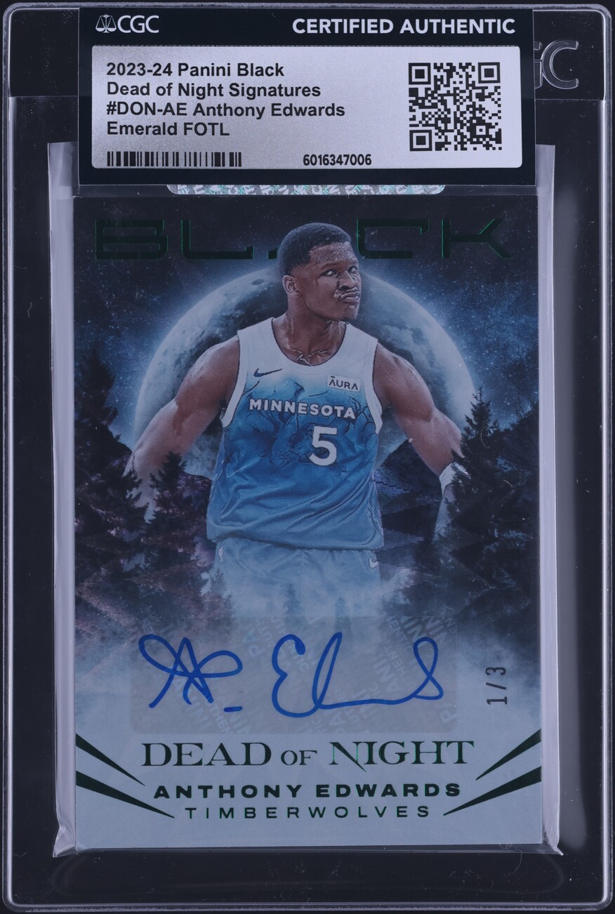 2023 Panini Black Dead Of Night Emerald FOTL Anthony Edwards AUTO 1/3 ...