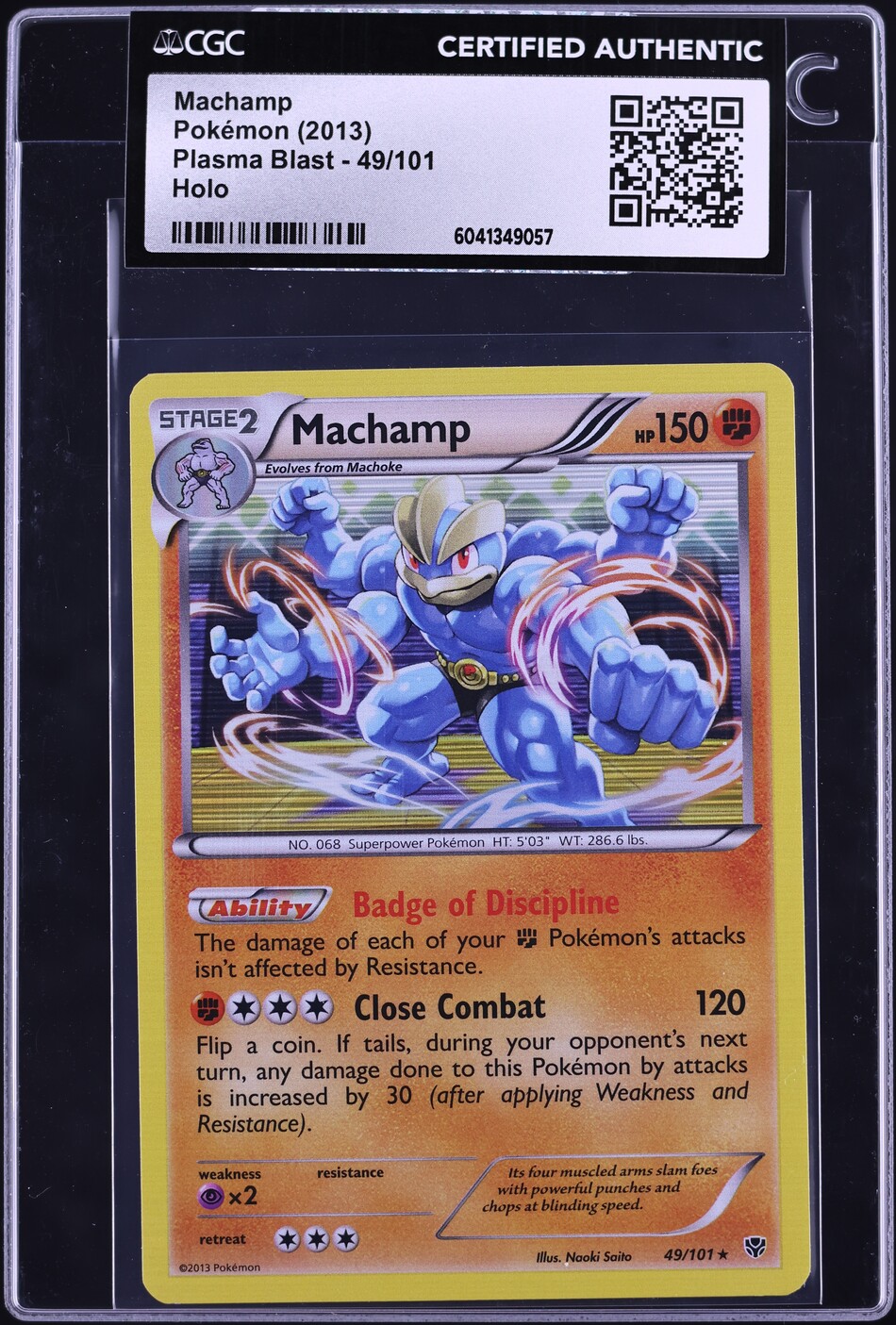 2013 Pokemon Black & White Plasma Blast Holo Machamp #49 CGC AUTH on ...