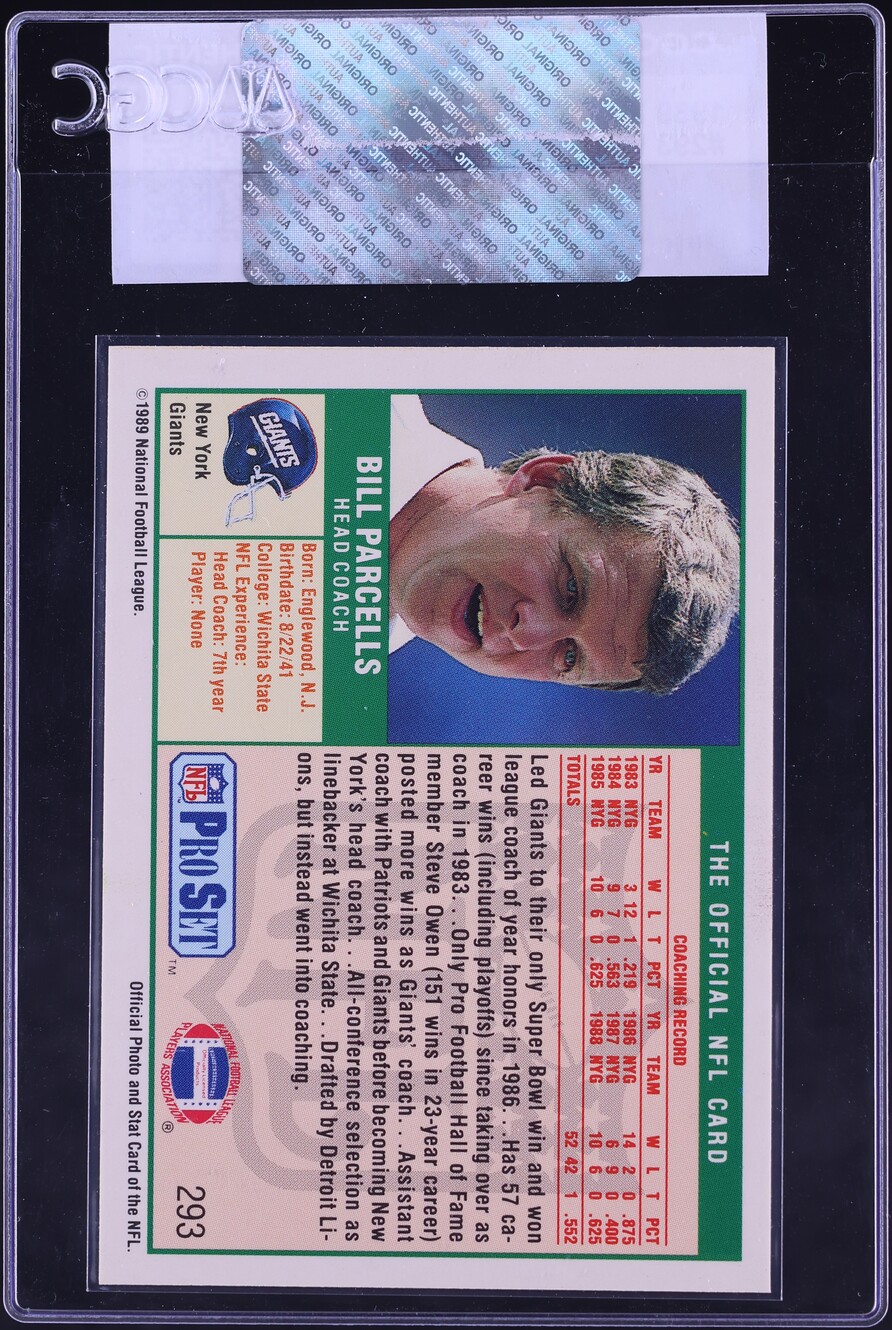 1989 Pro Set Football Bill Parcells #293 CGC AUTH on Fanatics Collect