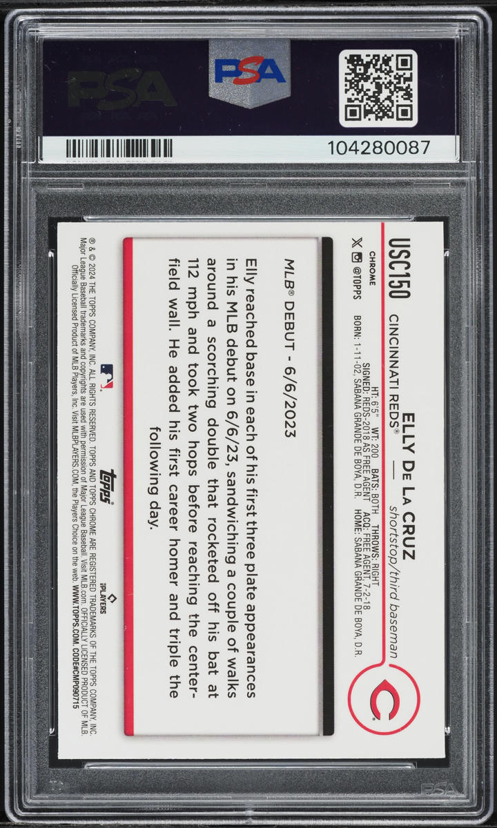 2024 Topps Chrome Update Xfractor Elly De La Cruz ROOKIE #USC150 PSA 8 ...