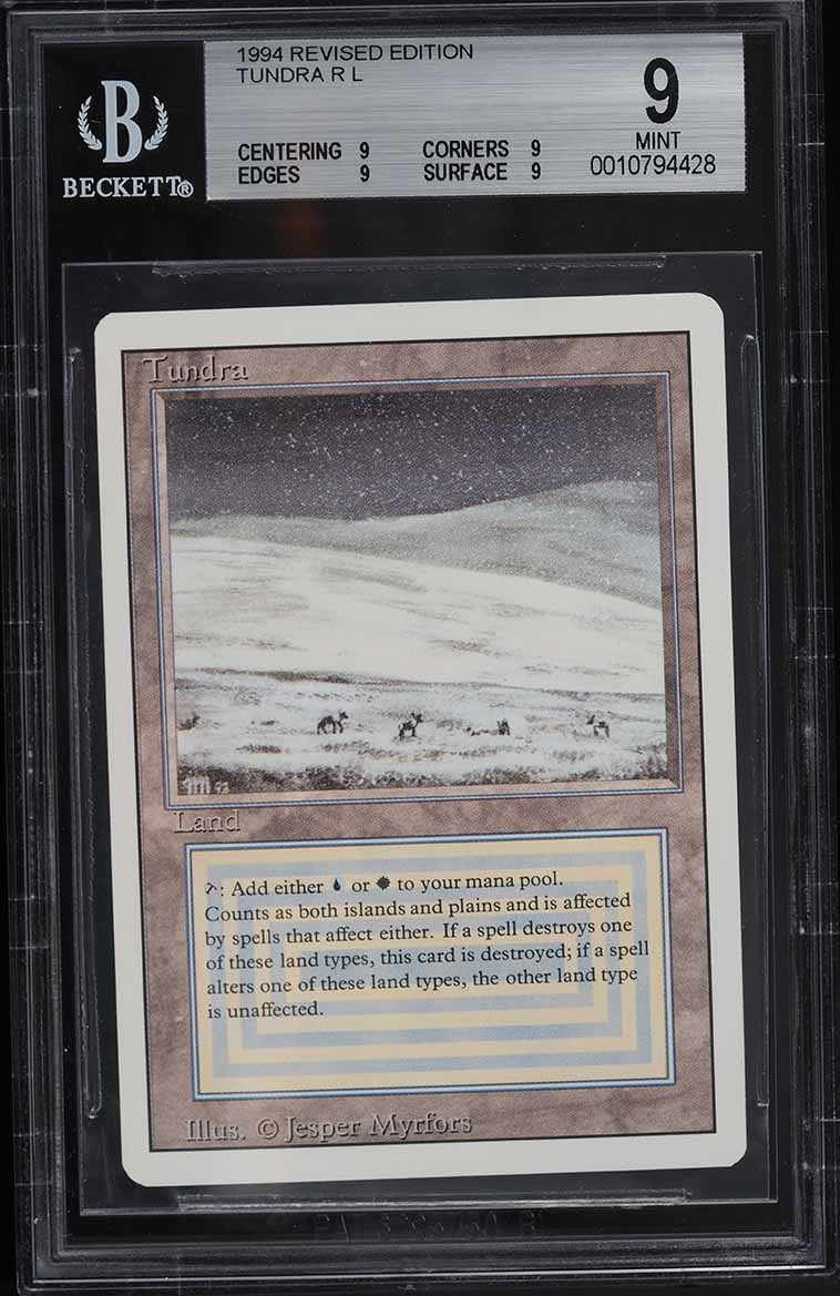 1994 Magic The Gathering MTG Revised Edition Dual Land Tundra BGS 9 ...