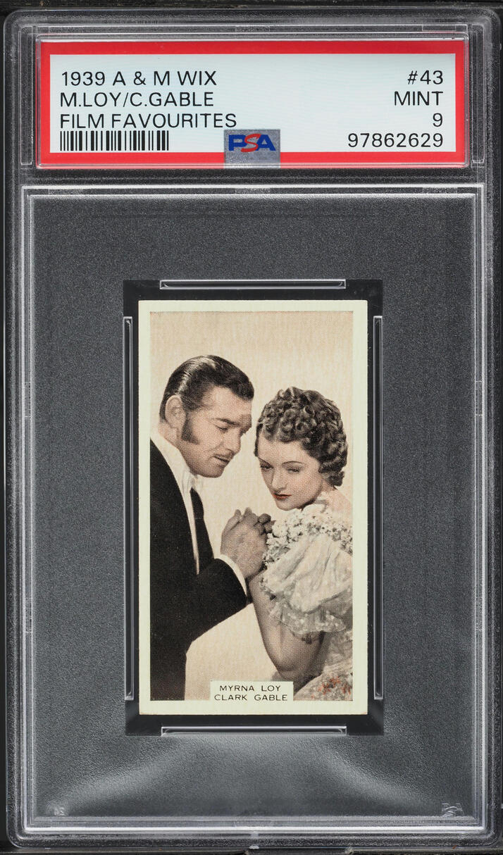 1939 A&M Wix Film Favourites Myrna Loy Clark Gable #43 PSA 9 MINT on ...
