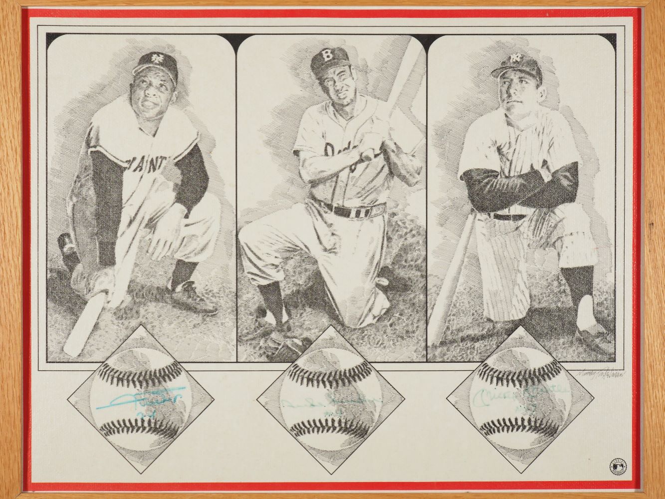 Willie Mays Mickey Mantle Duke Snider Signed 11"x14" Lithograph - JSA ...