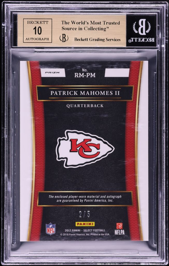 2017 Select Green Prizm Patrick Mahomes II ROOKIE PATCH AUTO /5 #RM-PM ...
