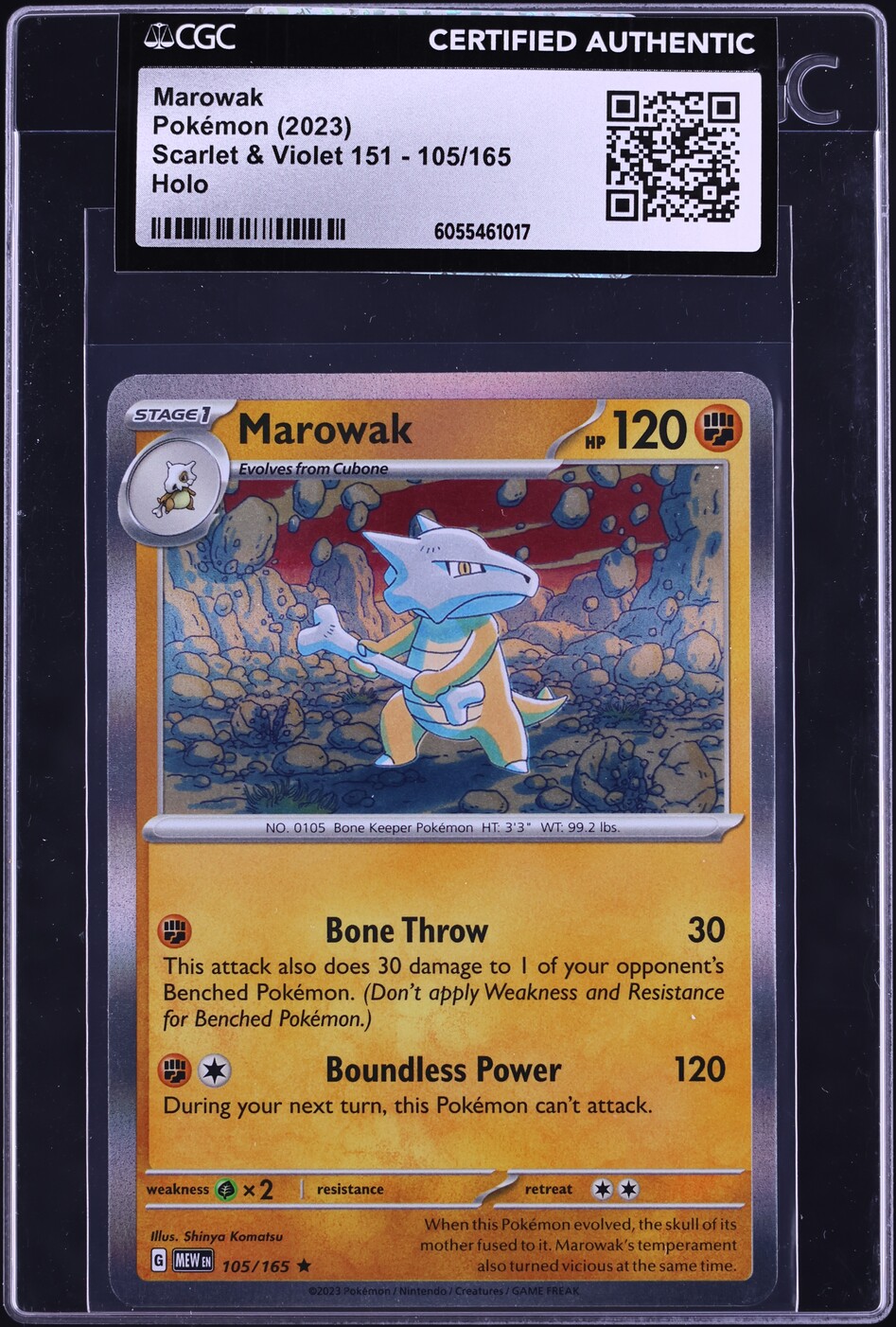 2023 Pokemon Scarlet & Violet 151 Holo Marowak #105 CGC AUTH on ...