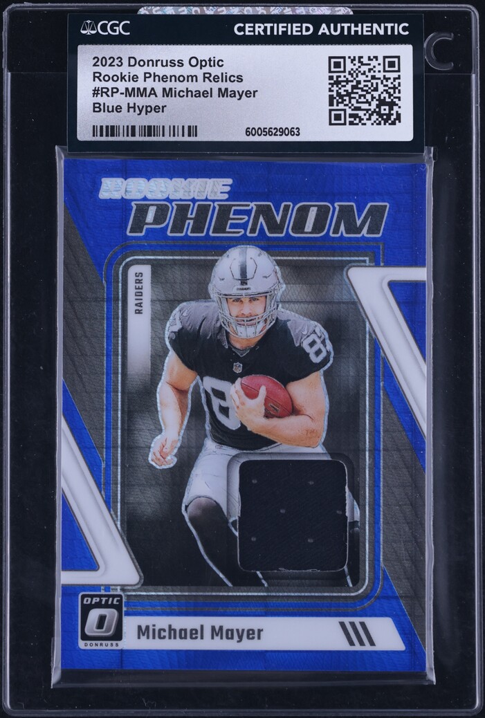 2023 Donruss Optic Phenom Blue Hyper Michael Mayer ROOKIE PATCH #RP-MMA CGC AUTH on Fanatics Collect
