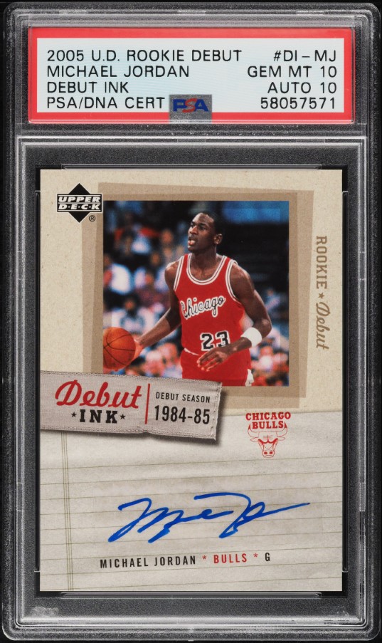 2005 Upper Deck Rookie Debut Ink Michael Jordan AUTO DNA 10 #DI-MJ PSA ...