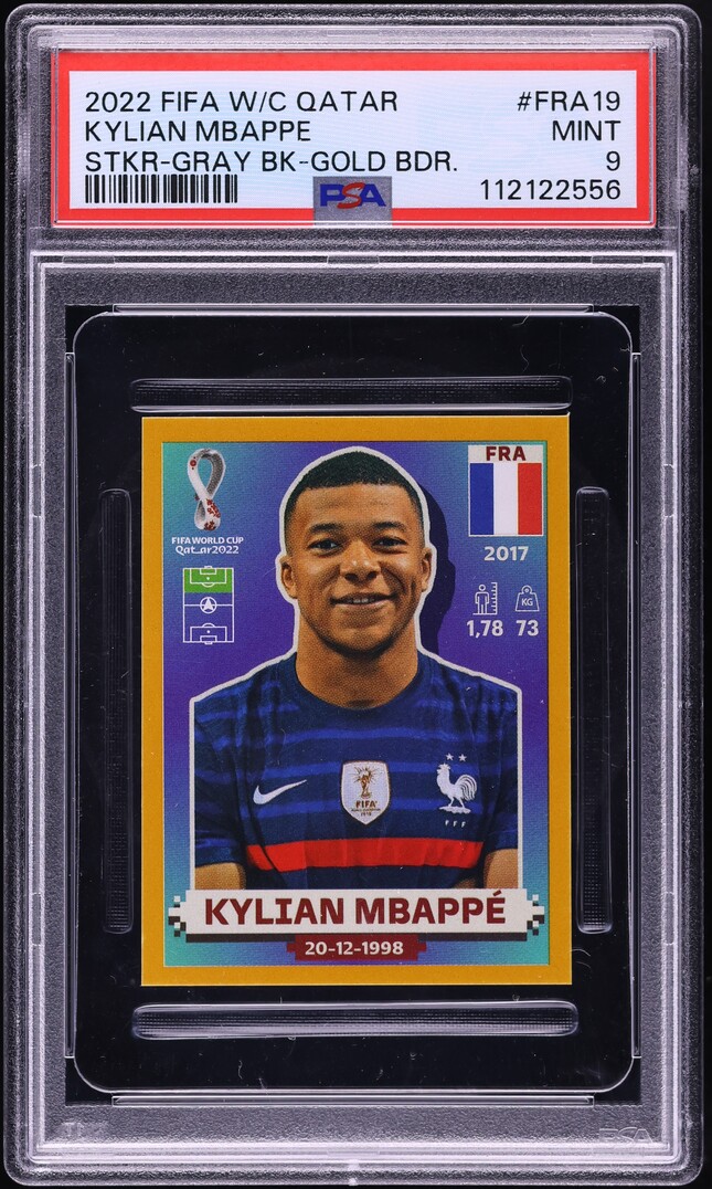 2022 Panini FIFA WC Qatar Stickers Gold Border Kylian Mbappe #FRA19 PSA ...