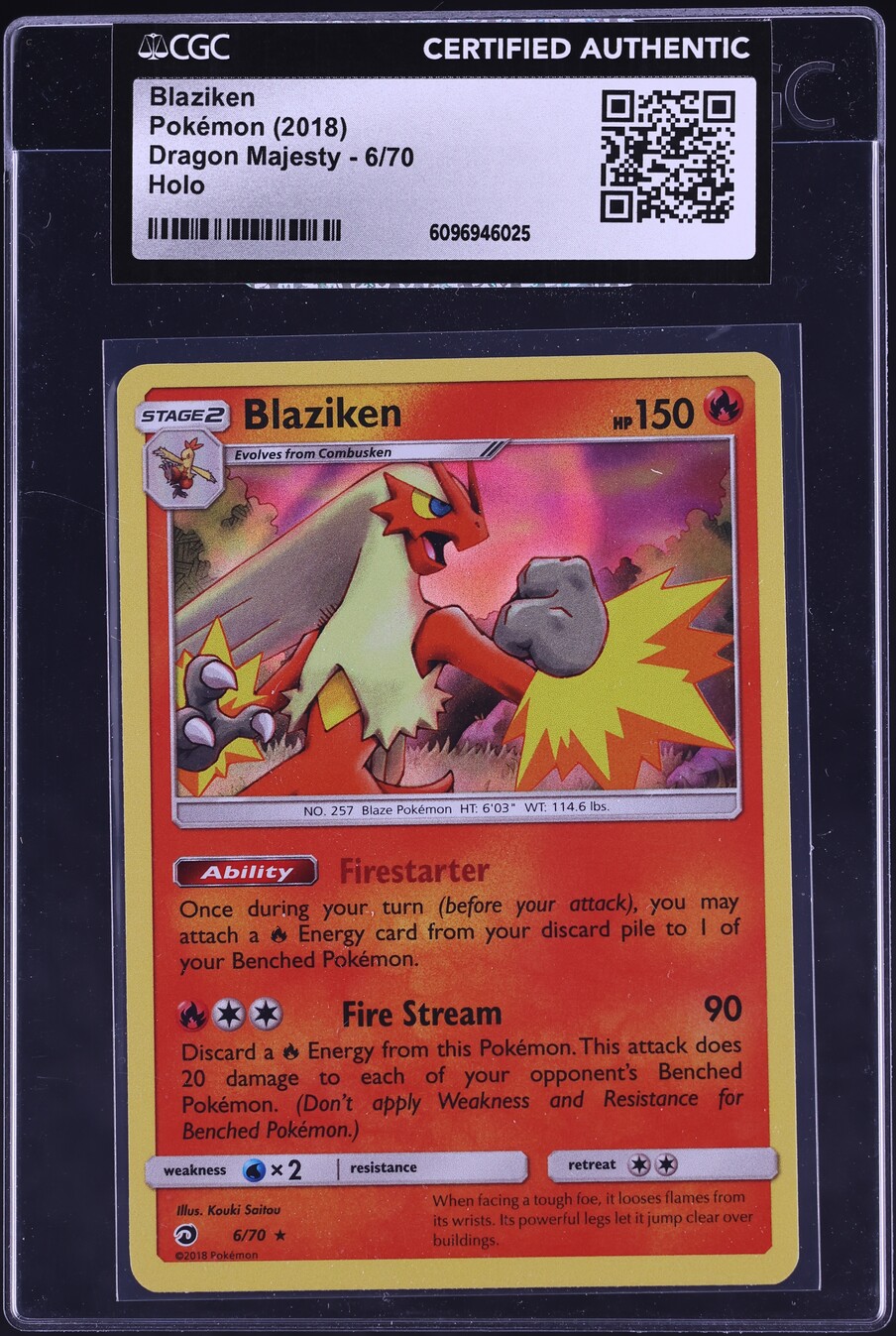 2018 Pokemon Sun & Moon Dragon Majesty Holo Blaziken #6 CGC AUTH on ...