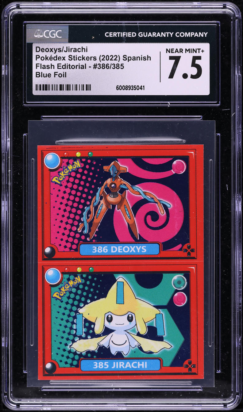 2022 Pokemon Spanish Pokedex Stickers Blue Foil Deoxys Jirachi #386 CGC ...