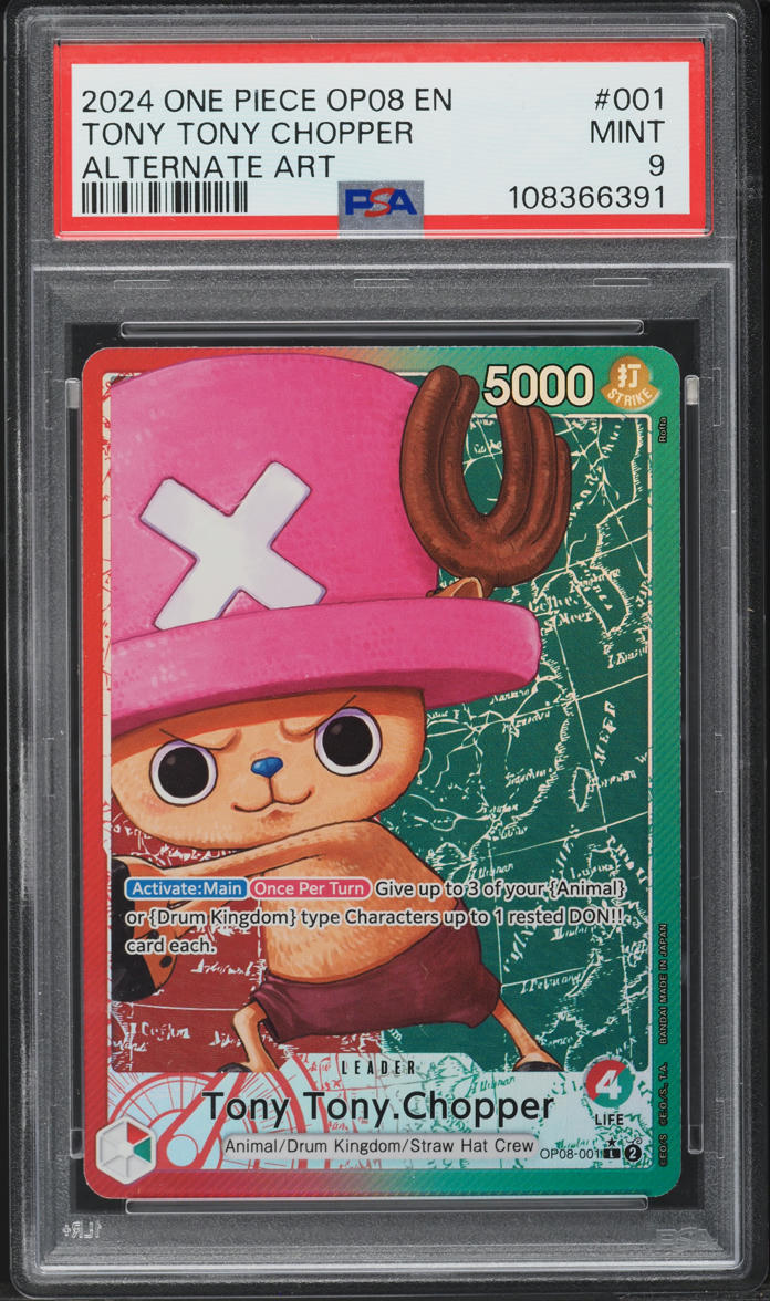 2024 One Piece Two Legends Alt Art Tony Chopper #OP08-001 PSA 9 MINT on ...