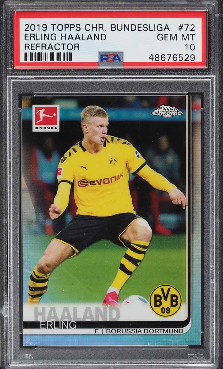 2019 Topps Chrome Bundesliga Refractor Erling Haaland ROOKIE #72 PSA 10 ...