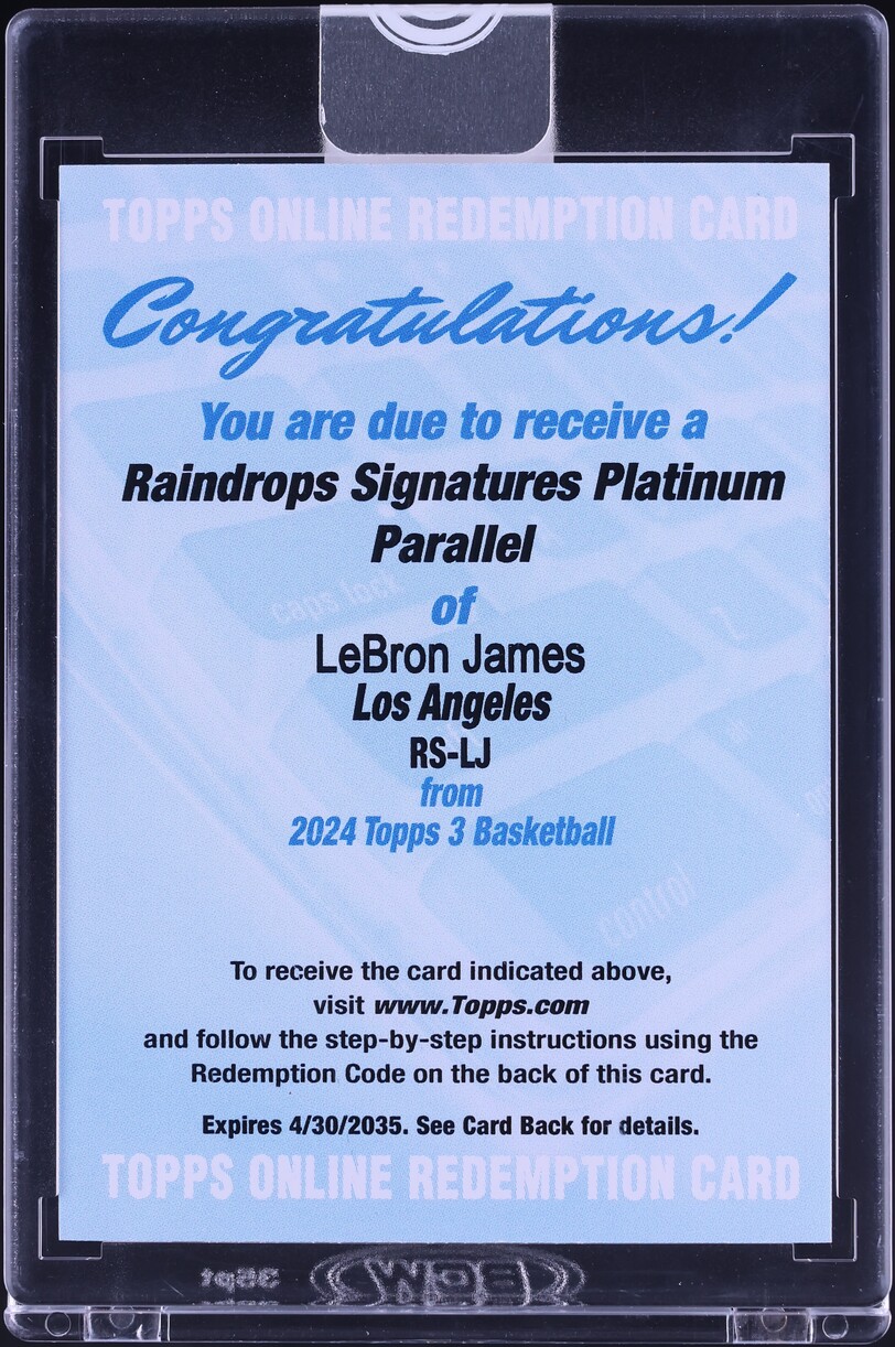 2023 Topps Redemption Three Raindrops Platinum LeBron James AUTO 1/1 # ...