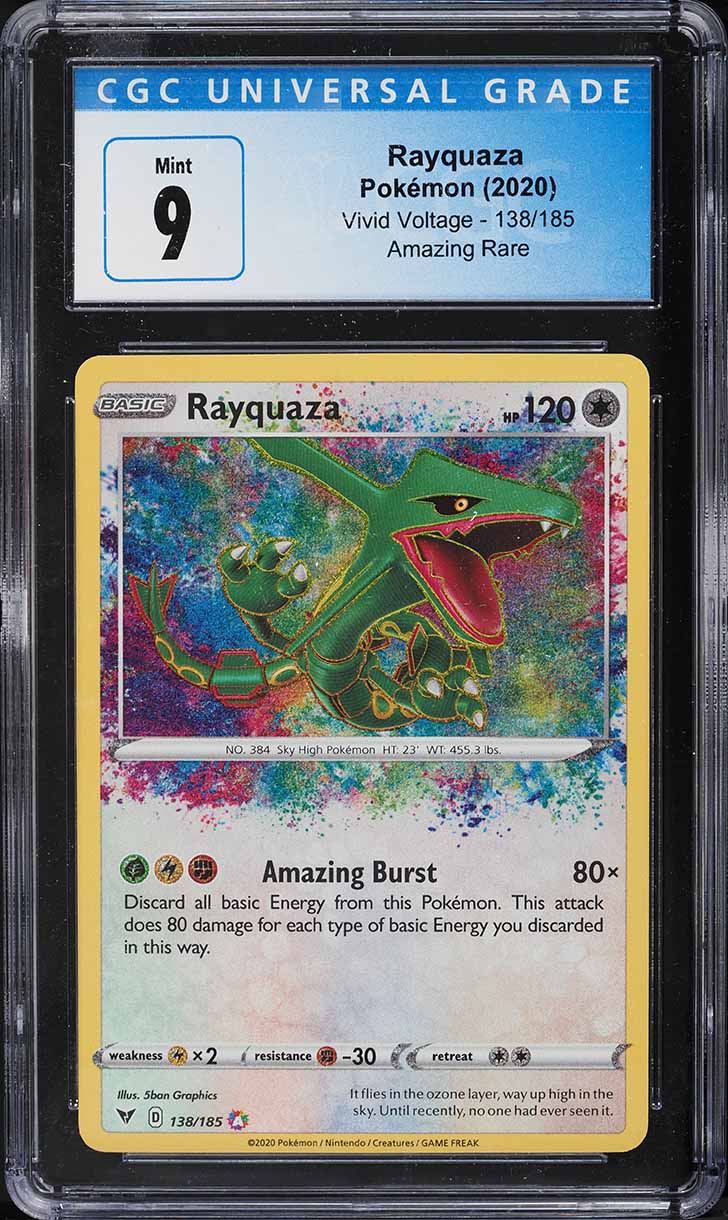 2020 Pokemon Sword & Shield Vivid Voltage Amazing Rare Rayquaza #138 CGC 9 MINT on Fanatics Collect