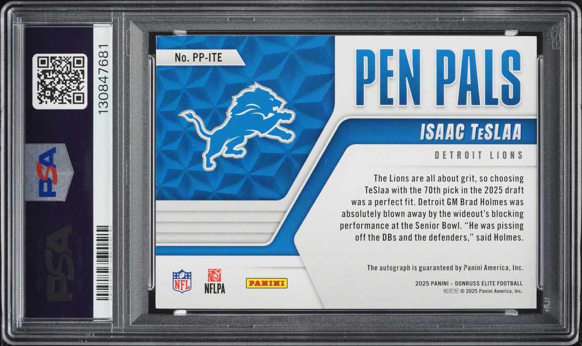 2025 Panini Donruss Elite Pen Pals Isaac TeSlaa ROOKIE AUTO #PP-ITE PSA ...