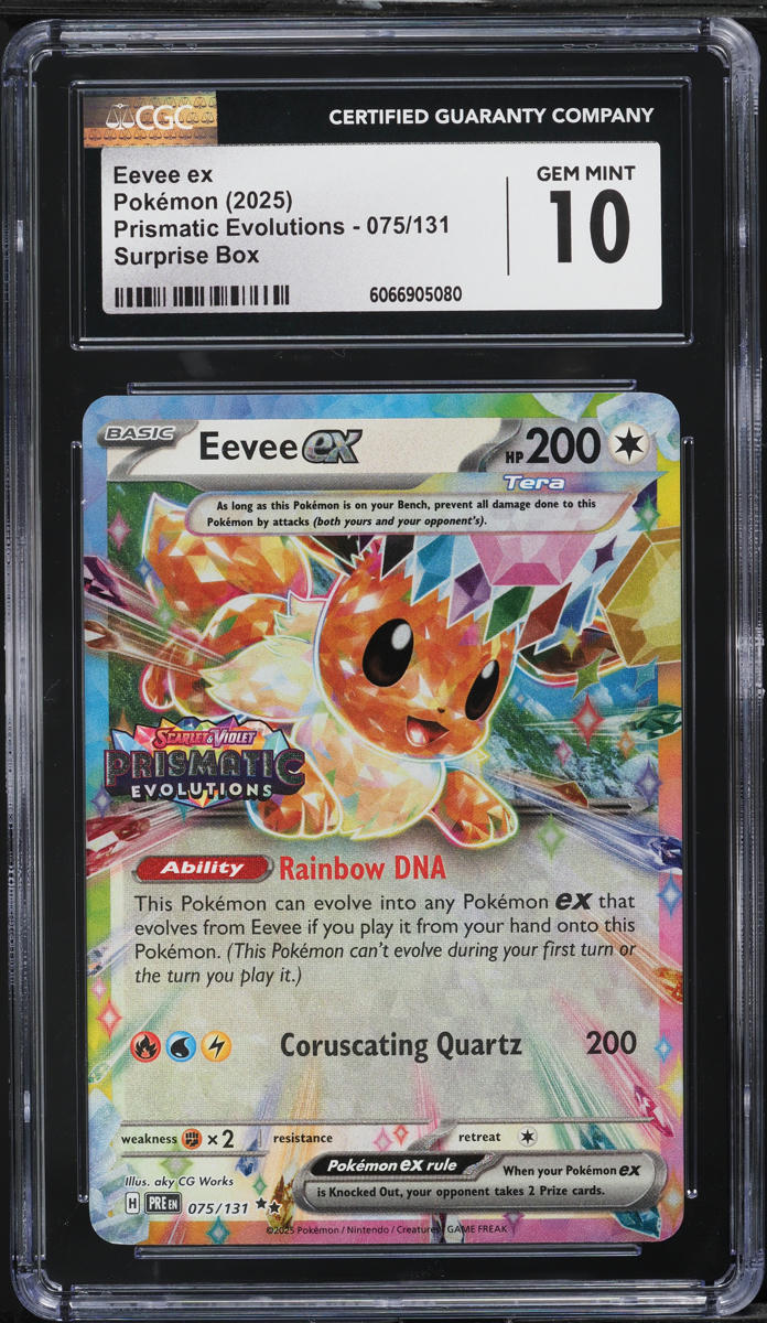 2025 Pokemon SV Prismatic Evolutions Surprise Box Eevee ex #75 CGC 10 GEM MINT on Fanatics Collect