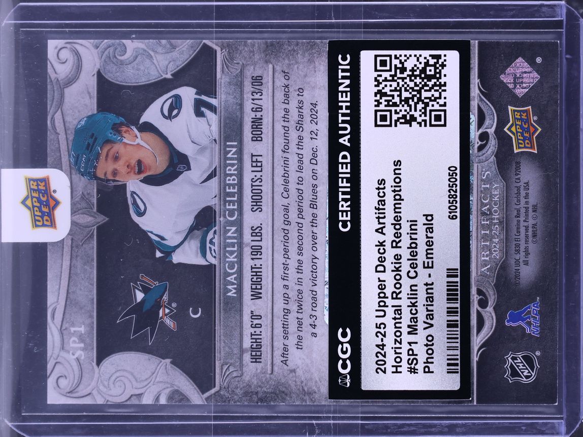 2024 Upper Deck Artifacts Horizontal Redemptions Emerald Macklin ...