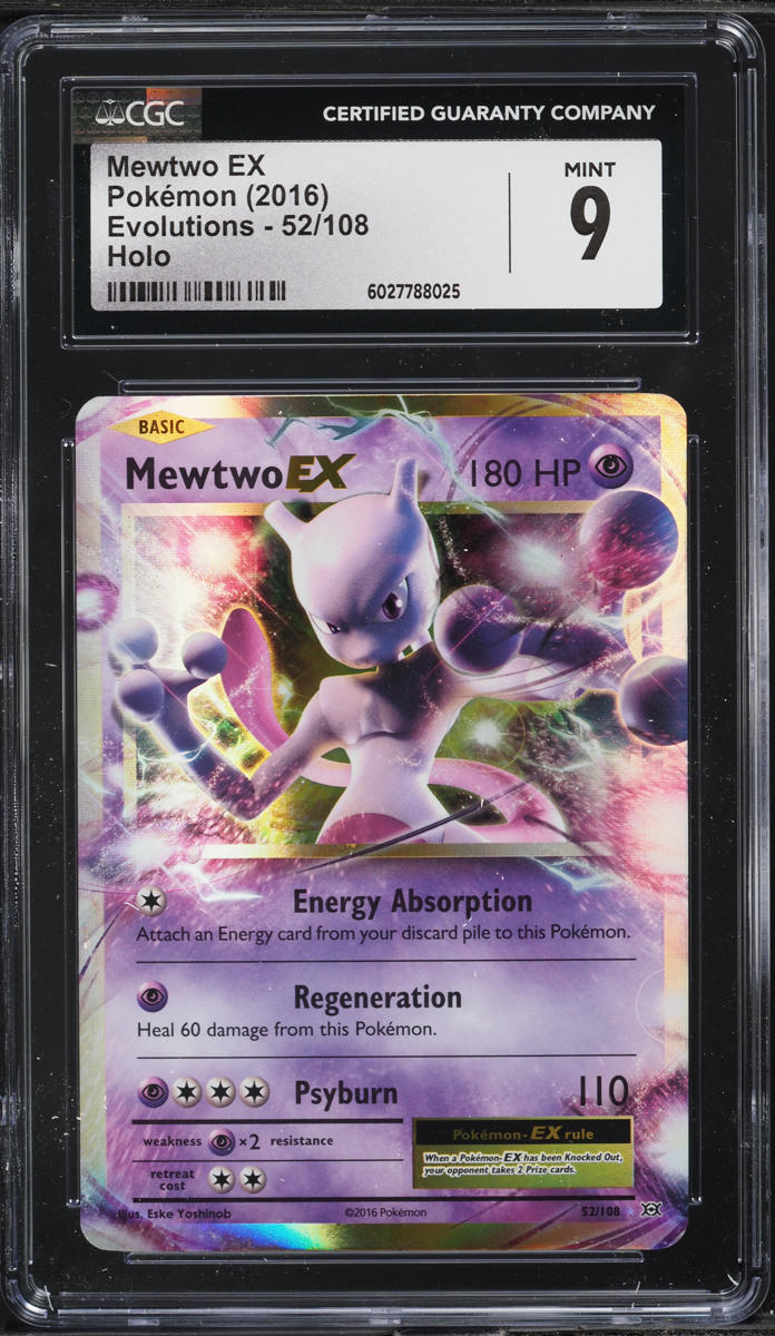 2016 Pokemon XY Evolutions Mewtwo EX #52 CGC 9 MINT on Fanatics Collect