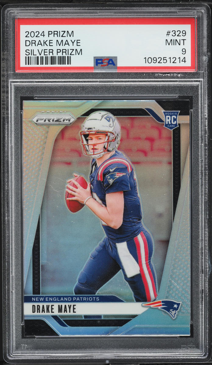 2024 Panini Prizm Silver Drake Maye ROOKIE #329 PSA 9 MINT on Fanatics Collect