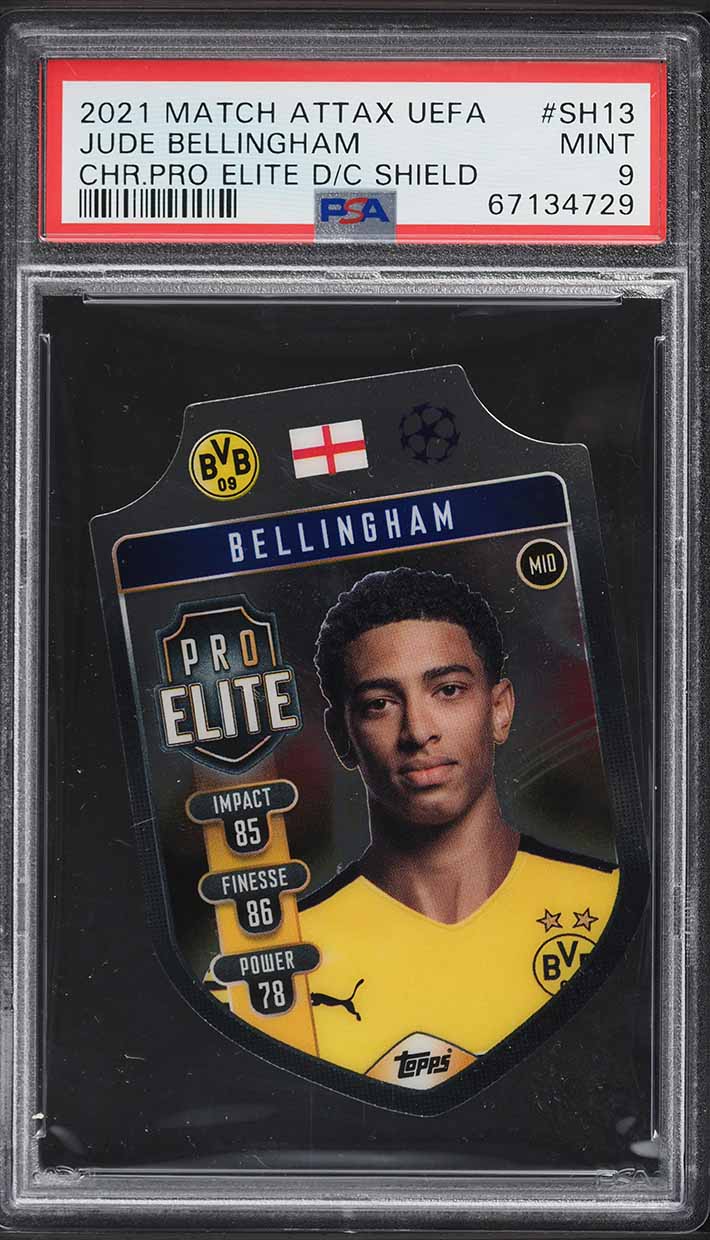 2021 Topps Match Attax Chrome UEFA Pro Elite Shield Jude Bellingham PSA 9 MINT on Fanatics Collect