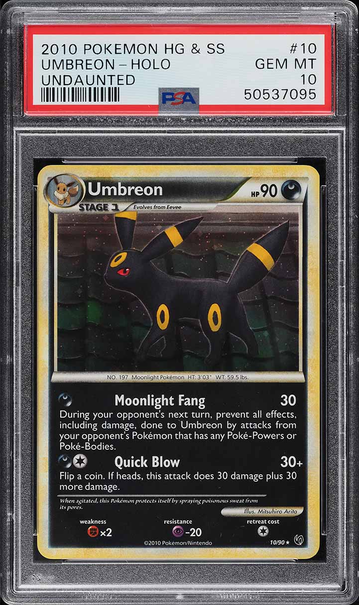 2010 Pokemon HeartGold & SoulSilver Undaunted Holo Umbreon #10 PSA 10 ...