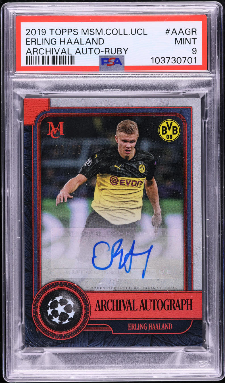 2019 Topps Museum Archival Ruby Erling Haaland ROOKIE AUTO /25 #AA-GR PSA 9 MINT on Fanatics Collect