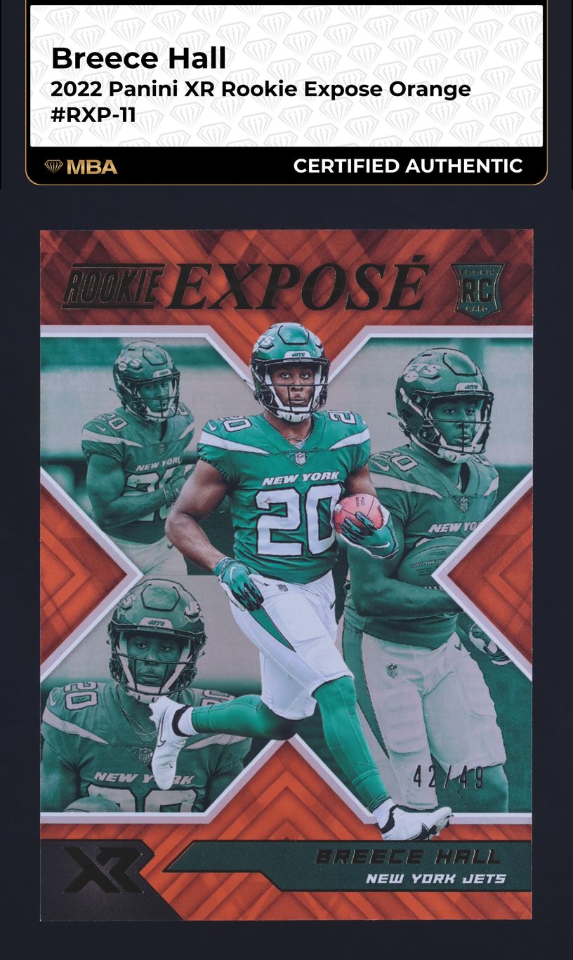 2022 Panini XR Expose Orange Breece Hall ROOKIE /49 #RXP-11 MBA AUTH on ...