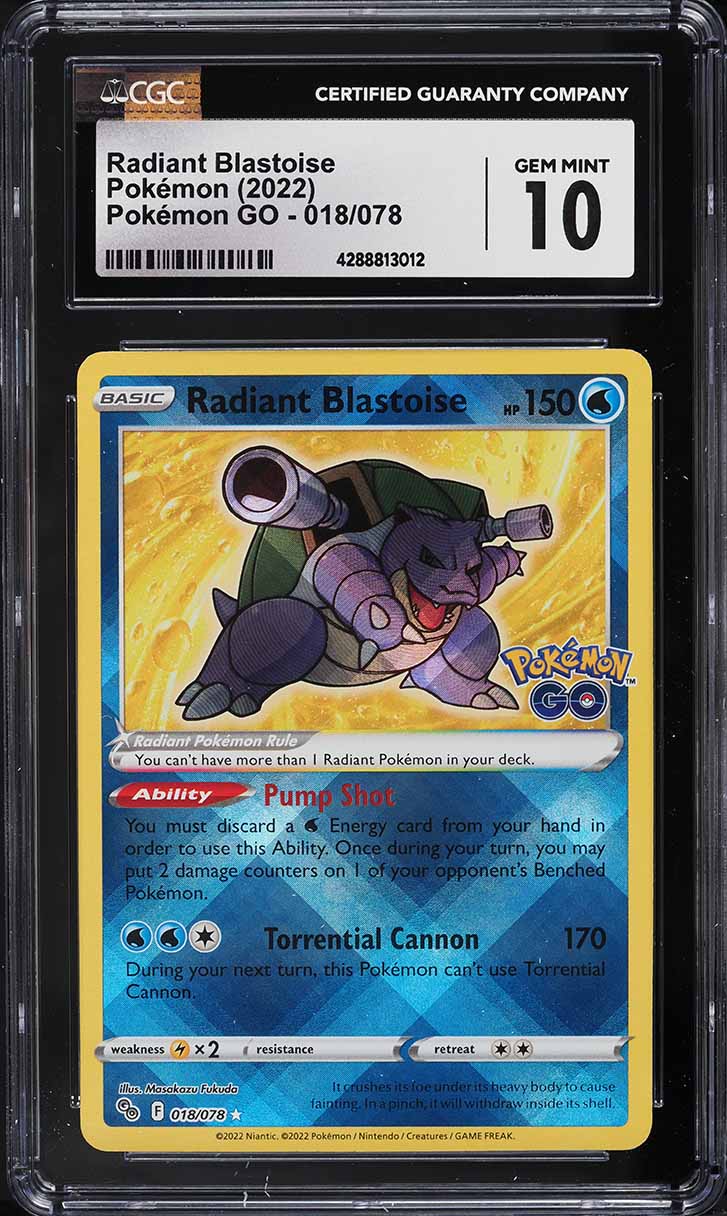 2022 Pokemon Japanese SWSH Pokemon GO Radiant Blastoise #18 CGC 10 GEM ...