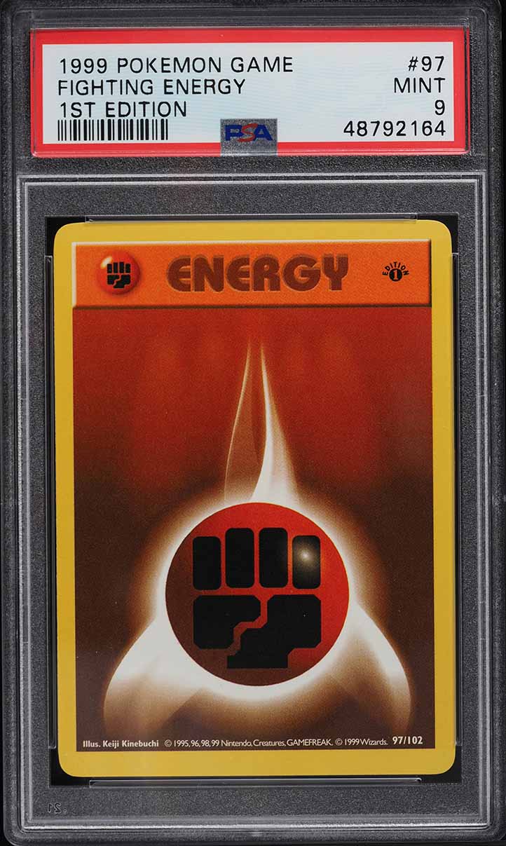 1999 Pokemon Base Set Shadowless 1st Edition Fighting Energy #97 PSA 9 ...