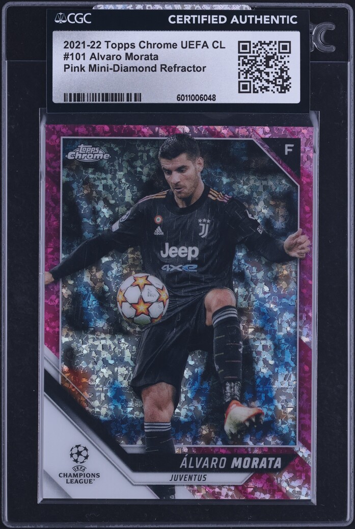 2021 Topps Chrome UEFA Pink Mini-Diamond Refractor Alvaro Morata /175 CGC AUTH on Fanatics Collect