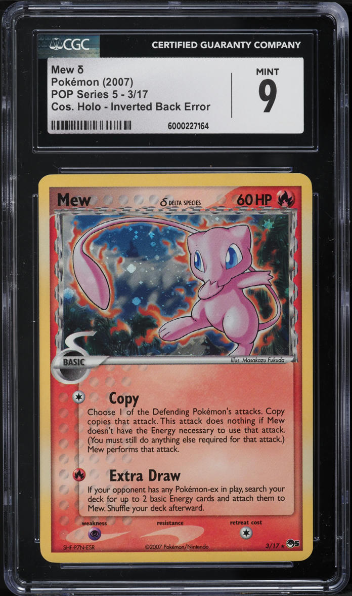 2007 Pokemon POP Series 5 Inverted Back Error Cosmos Holo Mew #3 CGC 9 ...