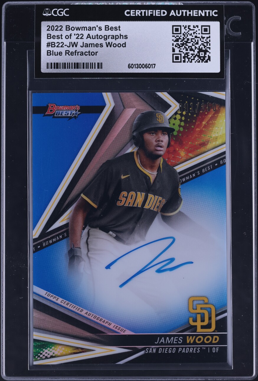 2022 Bowman's Best '22 Blue Refractor James Wood AUTO /150 #B22-JW CGC ...