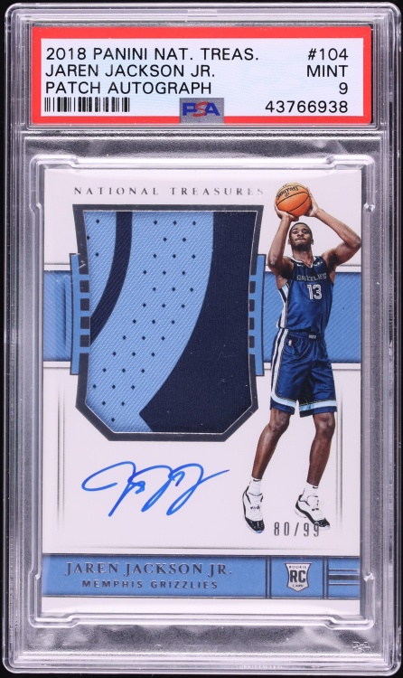 2018 National Treasures Jaren Jackson Jr. ROOKIE PATCH AUTO /99 #104 ...