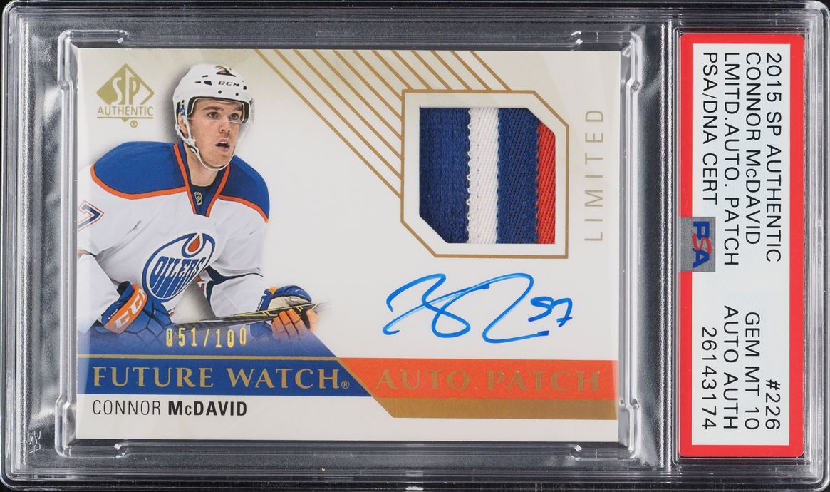 2015 SP Authentic Future Watch Limited Connor McDavid RC PATCH AUTO ...