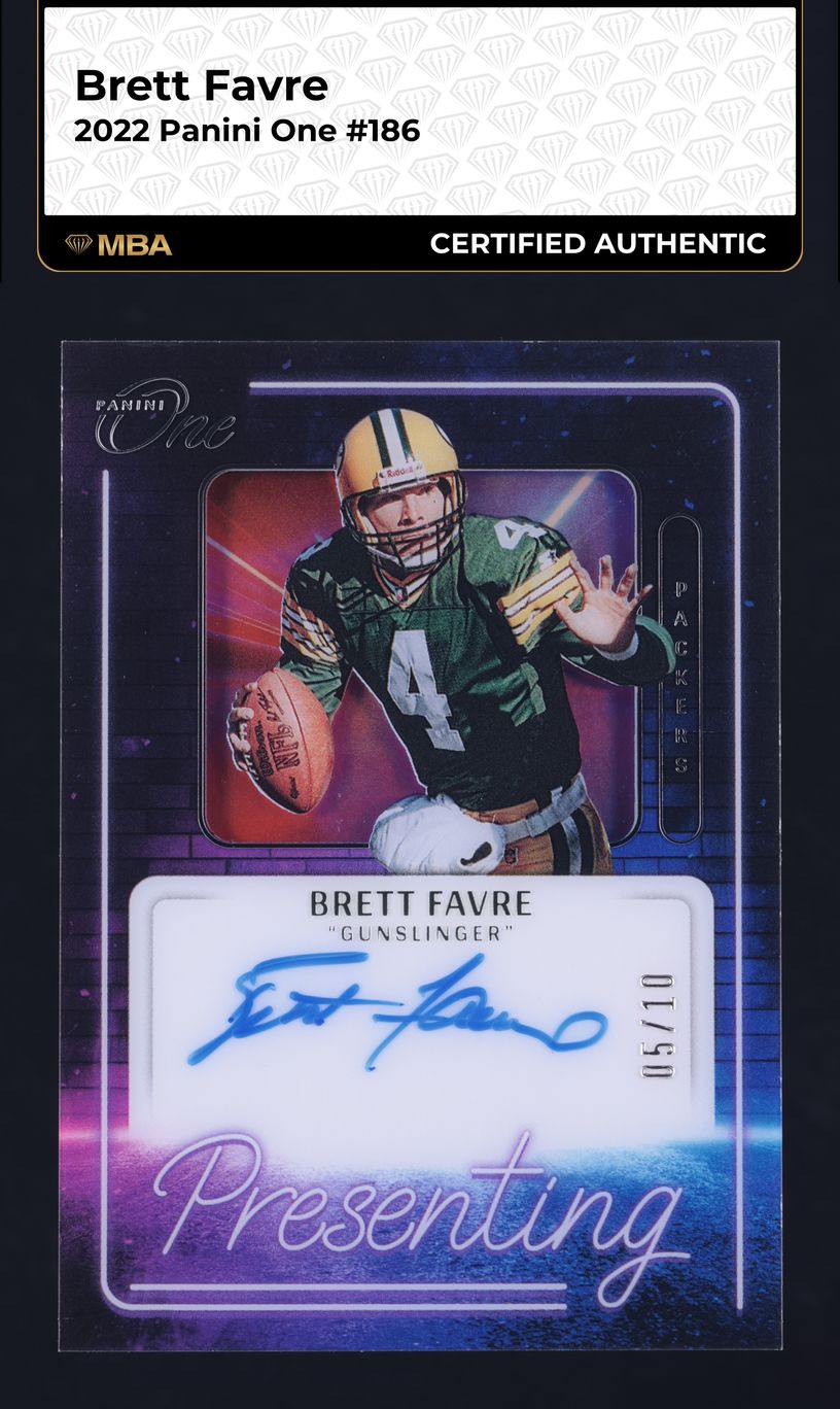 2022 Panini One Brett Favre AUTO /10 #186 MBA AUTH on Fanatics Collect