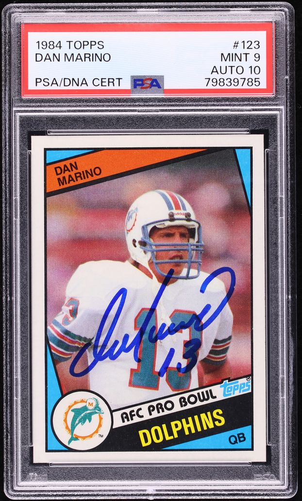 1984 Topps Football Dan Marino ROOKIE AUTO DNA 10 #123 PSA 9 MINT on ...