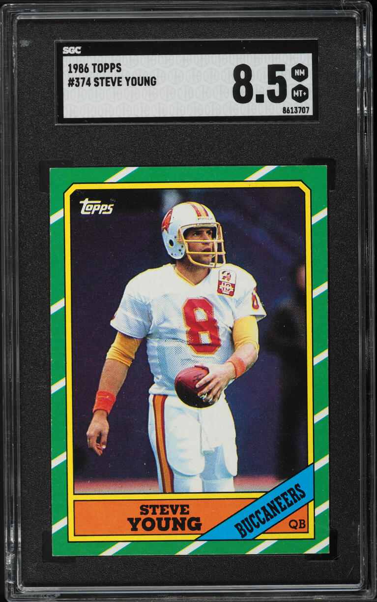 1986 Topps Football Steve Young ROOKIE #374 SGC 8.5 NM-MT+ on Fanatics ...